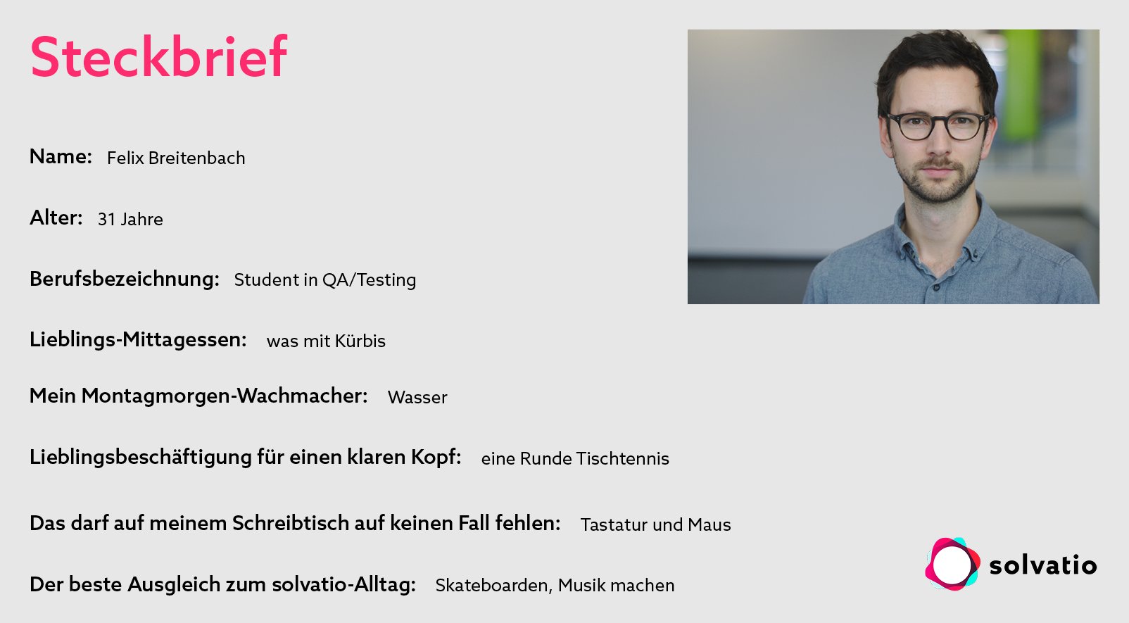 Werkstudent Felix im Interview: „Ich komme immer wieder gern zu solvatio.“